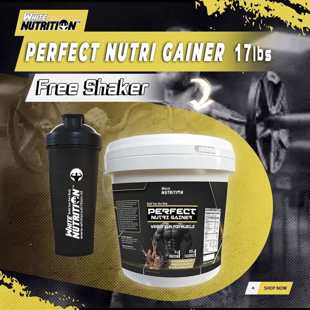 Jual Susu Protein White Nutrition Perfect Nutri Gainer 17lbs Free Shaker, Mass Gainer | Shopee ...