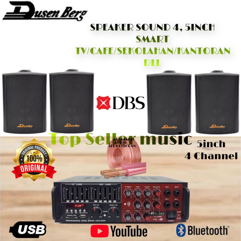 Jual PAKET 4 SPEAKER 5 INCH DUSENBERG ES25 ORIGINAL CAFE,RESTORAN,KANTORAN-BLUETOOYH DLL ...