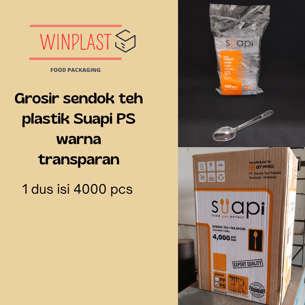 Jual Grosir Sendok Teh Plastik Suapi PS warna Transparan 1 dus isi 4000 ...
