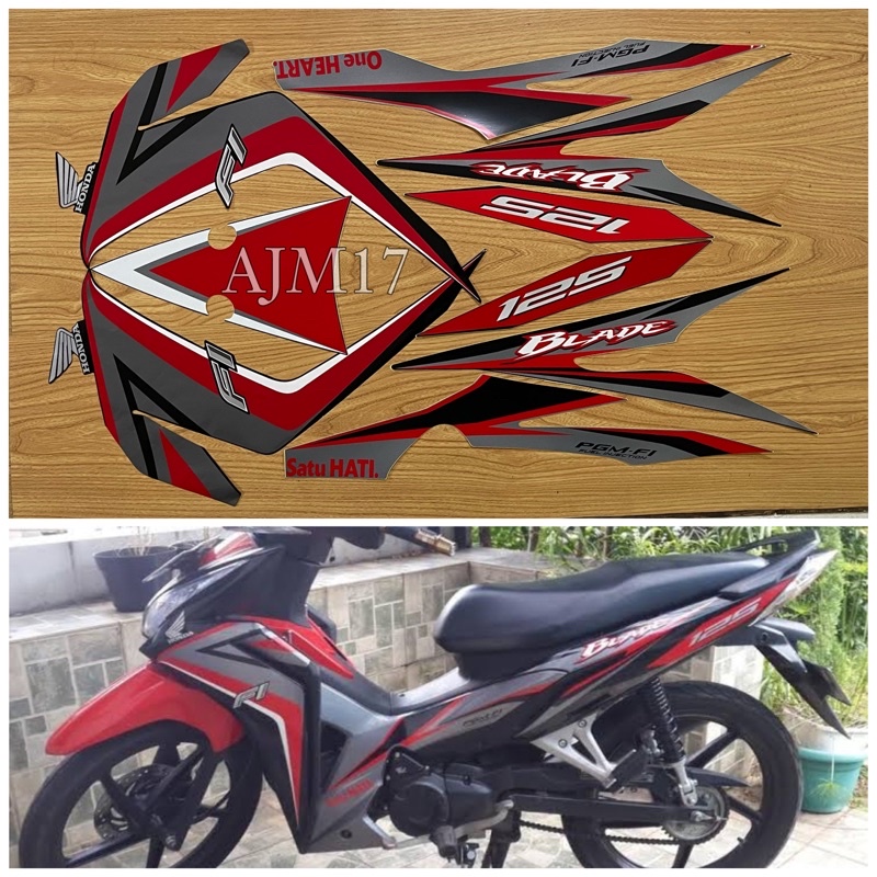 Jual STIKER STRIPING MOTOR BLADE FI 2014 HITAM LIS MERAH | Shopee Indonesia