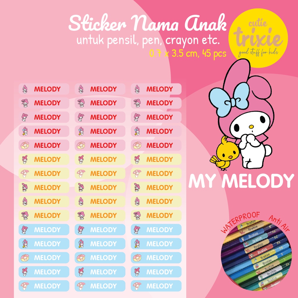 Jual Sticker Label Nama Pensil My Melody | Shopee Indonesia