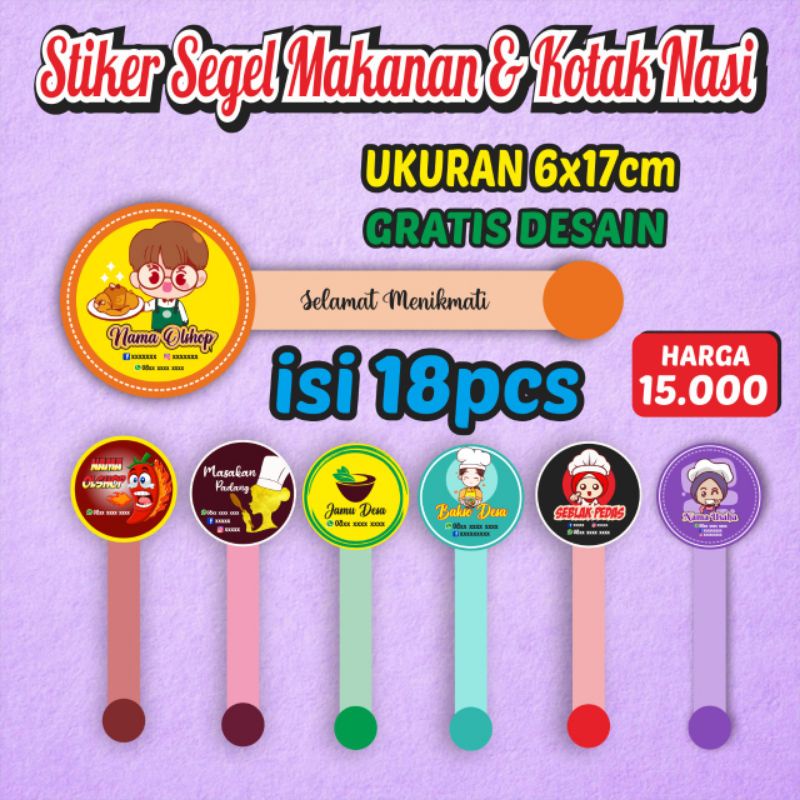 Jual Cetak Stiker Segel Label Kemasan/Makanan/Produk/Ukuran 6x17cm ...