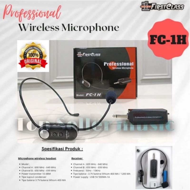 Jual Mic Wireless FIRSTCLASS FC 1 H Original FC 1H Headset | Shopee ...