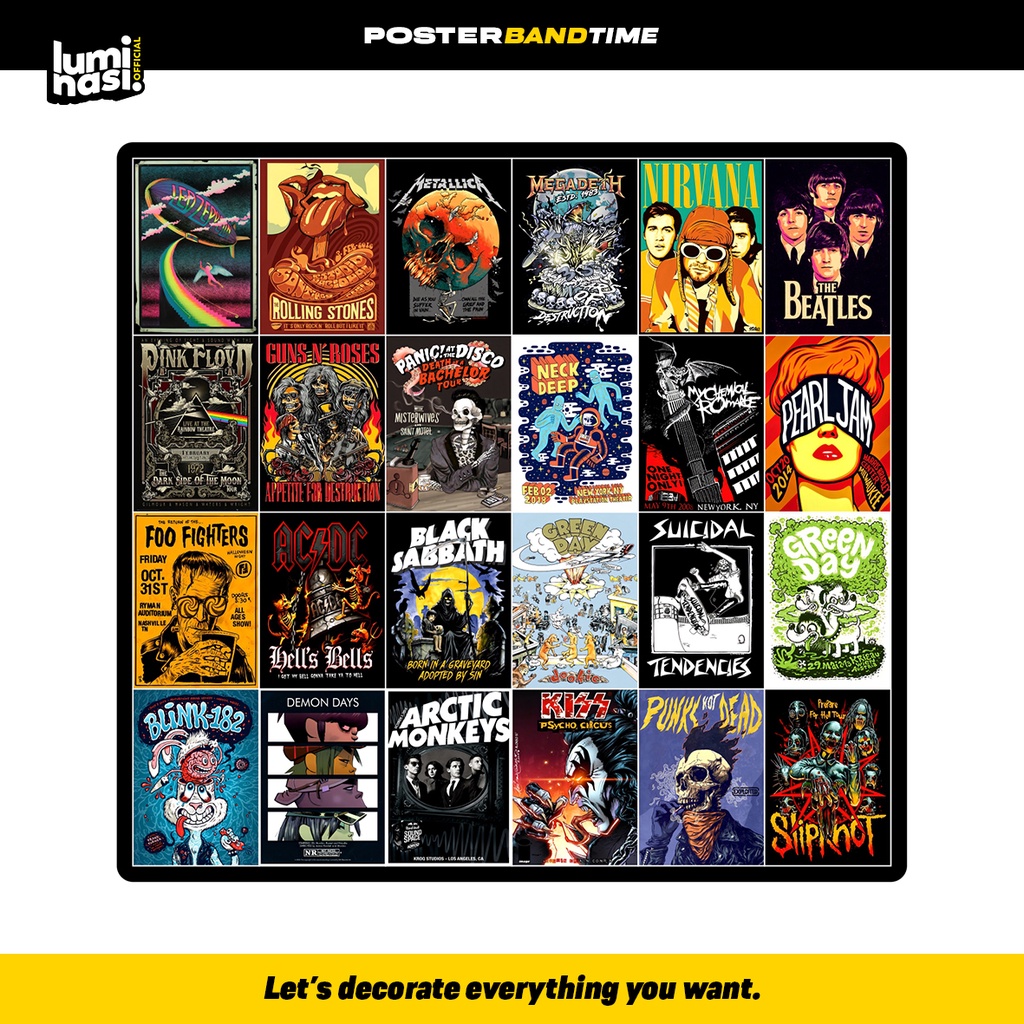 Jual Poster Band Series Vol. 1 | Poster Dekorasi Dinding | Paket isi 24 ...