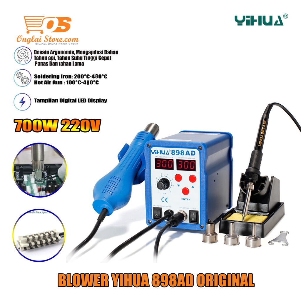 Jual Solder Uap Soldering Solder Station Blower 2in1 YIHUA 898AD ...