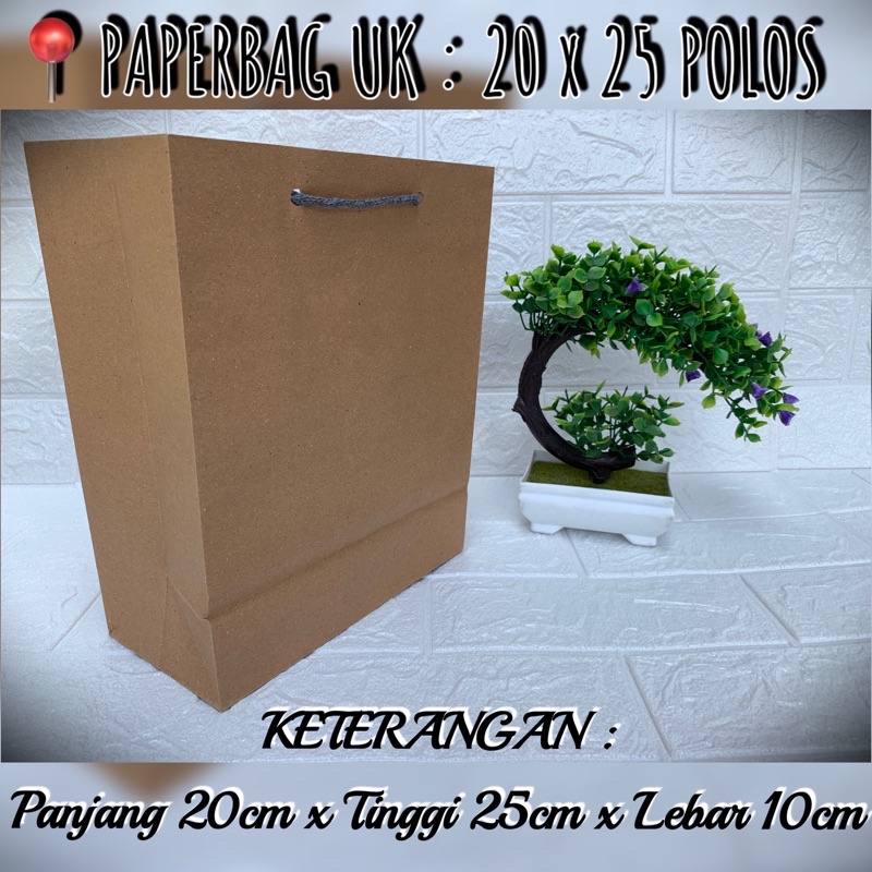 Jual PAPERBAG / TAS KERTAS ( UK : 20x25 POLOS TEBAL ) Bahan PREMIUM ...