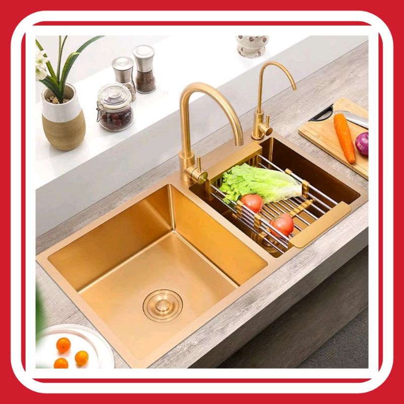 Jual KITCHEN SINK ICHSAN 8245 GOLD EMAS SUS 304 PAKET LENGKAP ATAU BODY ...