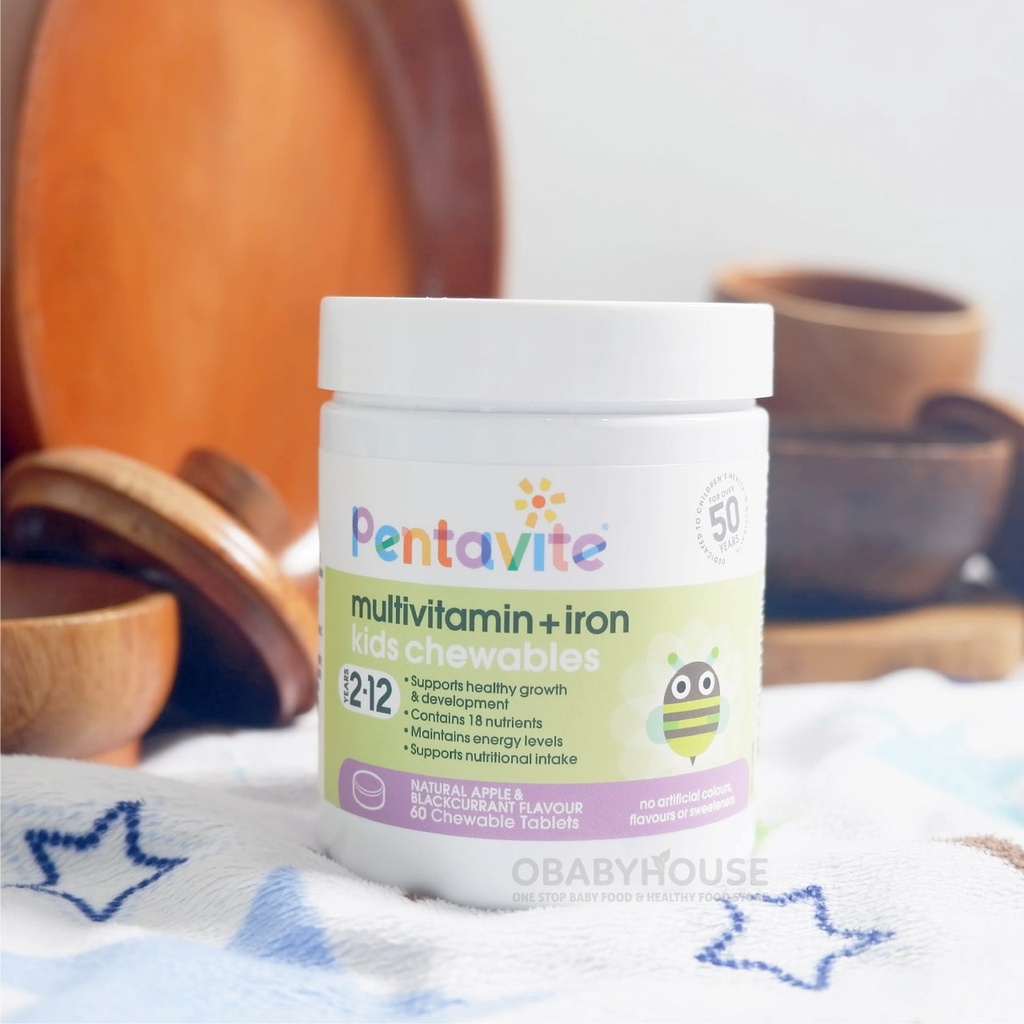 Jual Pentavite Multivitamin + Iron Kids Chewables 60 Tablets | Shopee ...