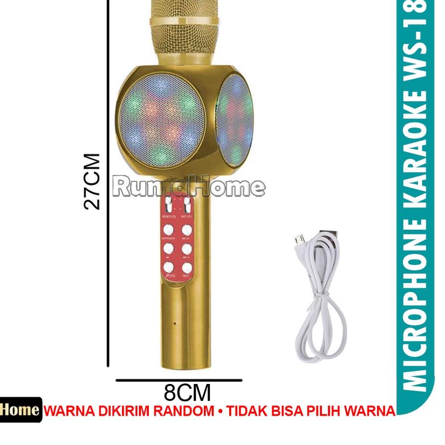 Jual *New* WS-1816 Mic Wireless Bluetooth Karaoke LED RGB cas ulang / WS1816 Microphone Speaker ...