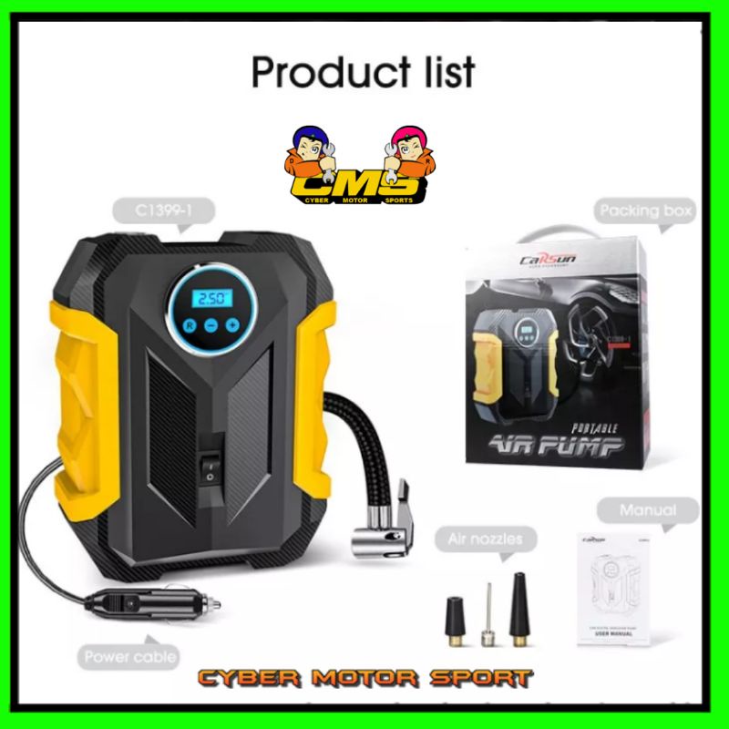 Jual Pompa ban Mobil motor portable. pompa angin kompressor inflator ...