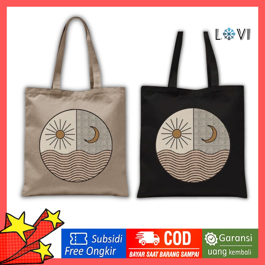 Jual Moonlight - Tas Totebag Aesthetic Motif Kanvas Tebal [BISA COD ...