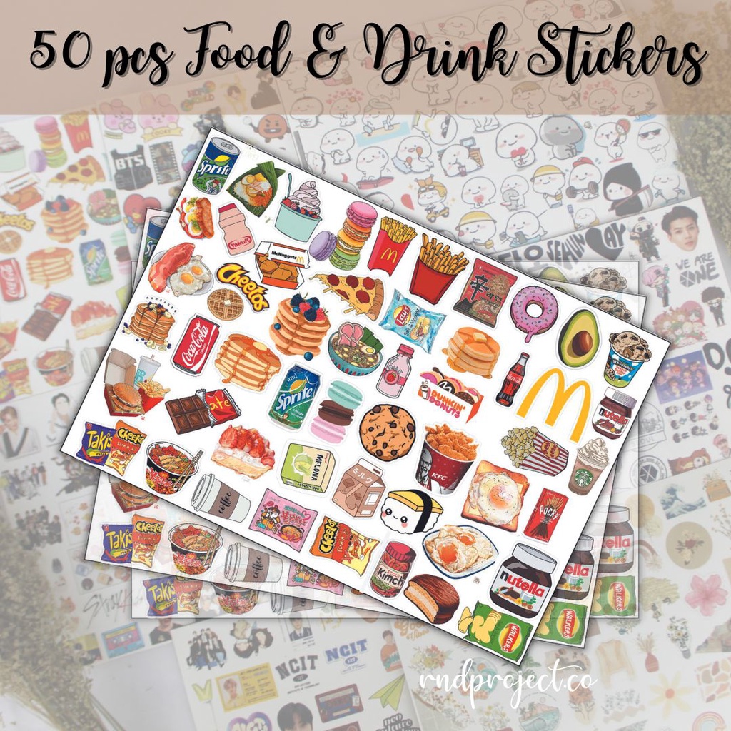 Jual 50 PCS STICKER TUMBLR FOOD | PAKETAN STICKER TUMBLR FOOD | STICKER ...