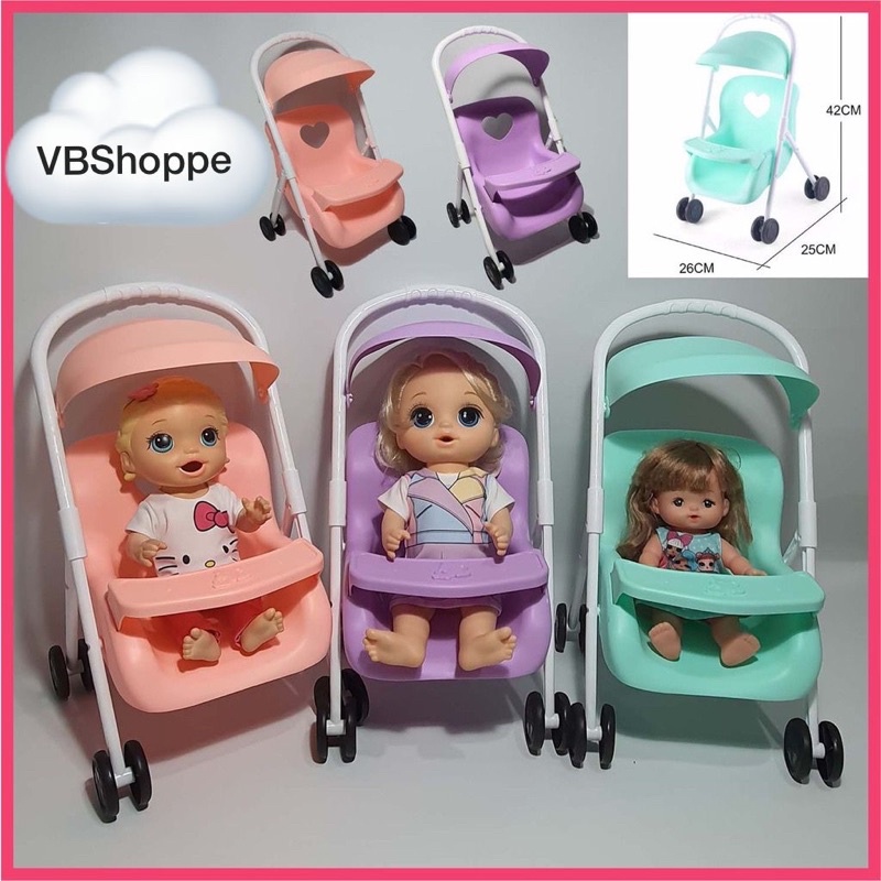 Jual mainan stroller bayi baby dorongan roda anak boneka alive doll ...