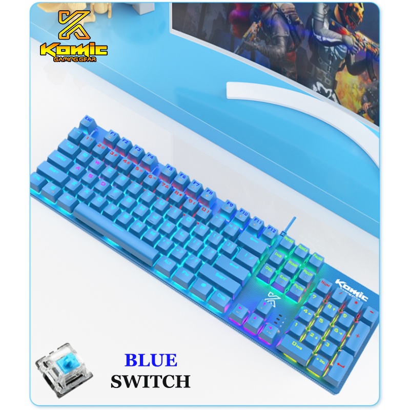 Jual Keyboard Gaming Mechanical KOMIC KG-MK288 -New LED | Shopee Indonesia