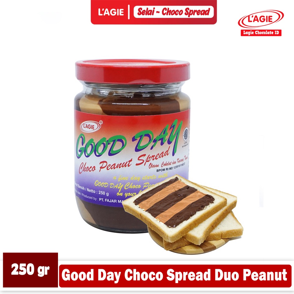 Jual LAGIE GOOD DAY CHOCO SPREAD DUO PEANUT 250GRAM | Shopee Indonesia