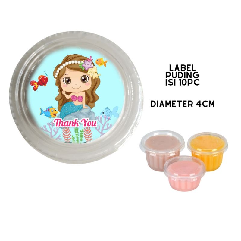 Jual Label stiker puding MERMAID label cup puding sticker cup pudding ...