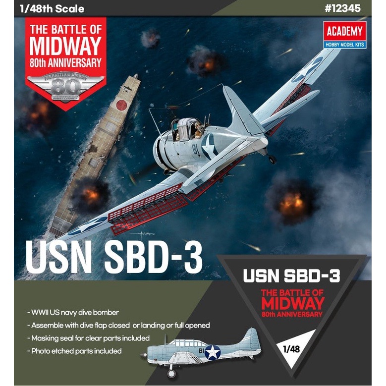Jual MODEL KIT ACADEMY 1/48 USN SBD-3 "Battle of Midway" 12345 | Shopee ...