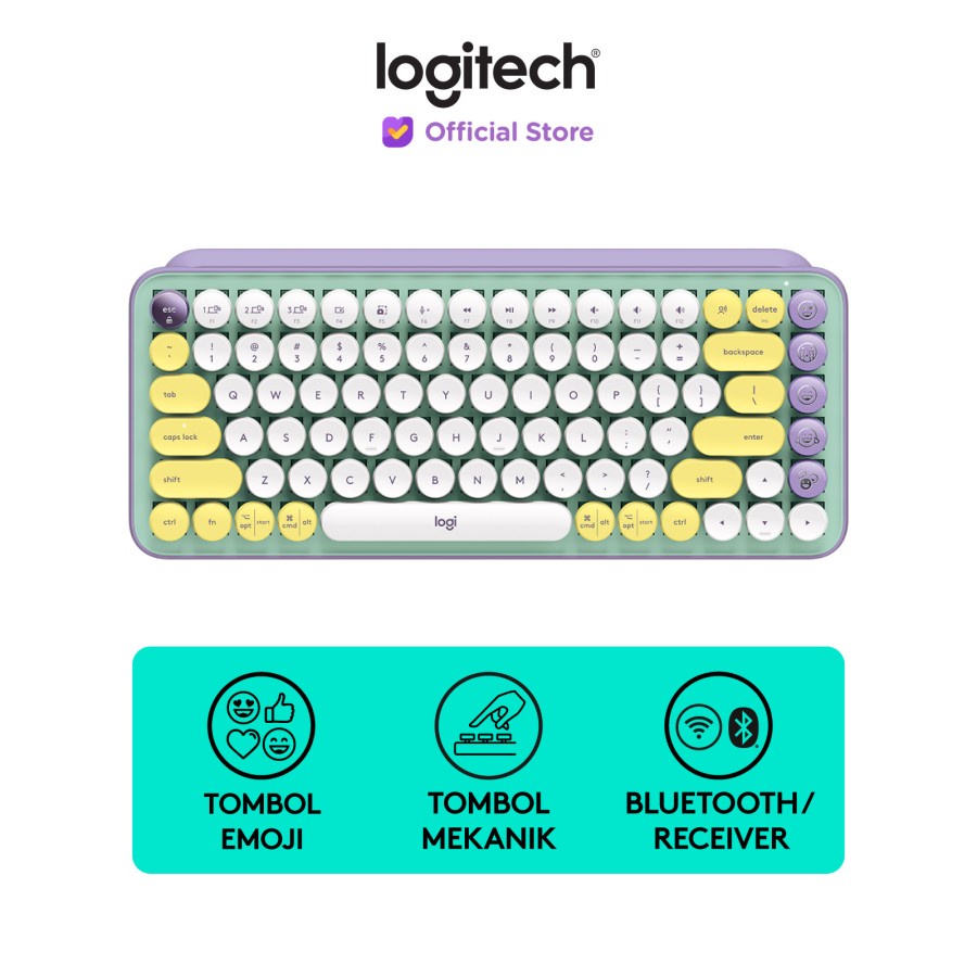 Jual Logitech POP Keys Keyboard Wireless Mechanical Compact, Emoji Keys ...