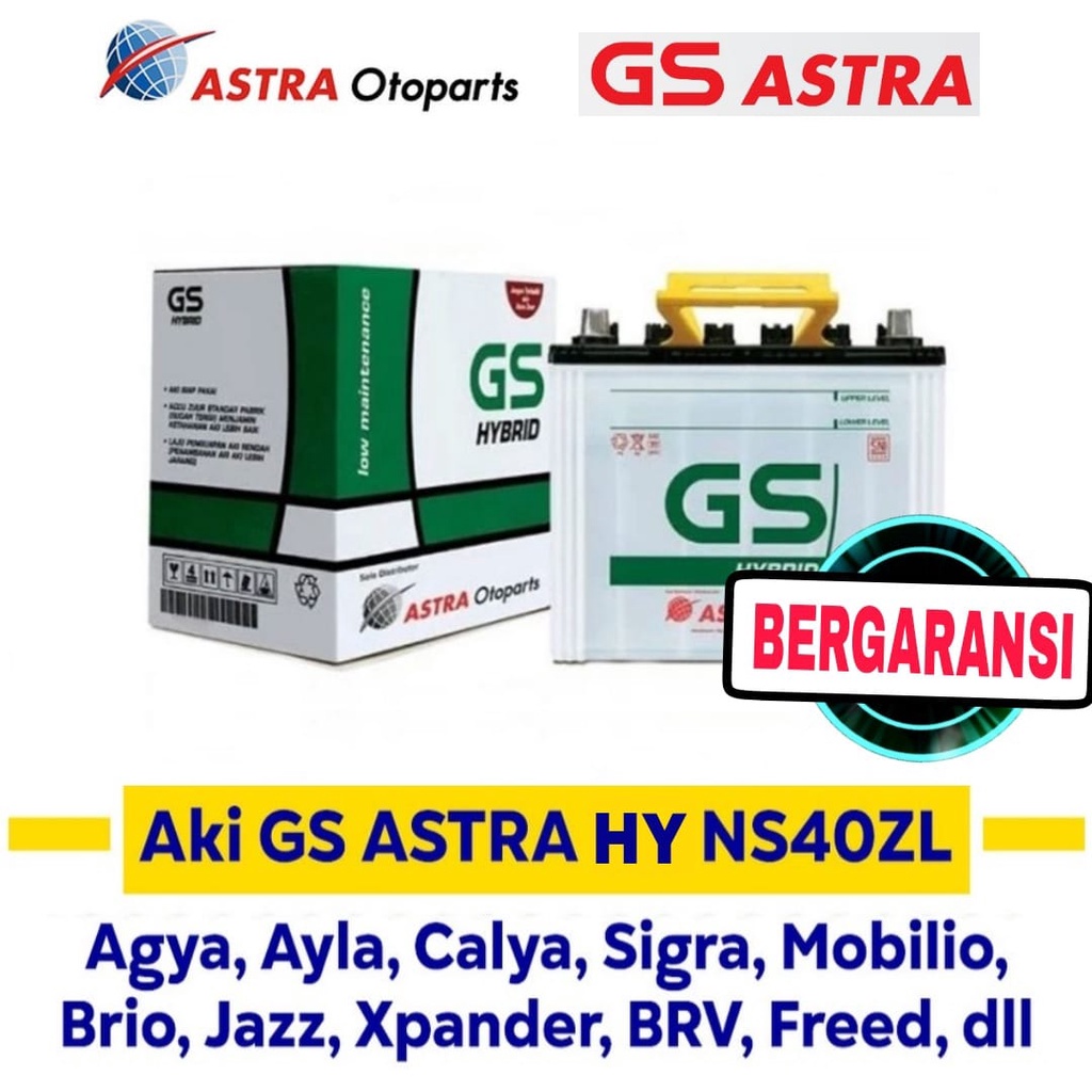 Jual Aki Mobil GS Astra NS40ZL Aki Basah GS HYBRID 12V / 35 Ah | Shopee Indonesia