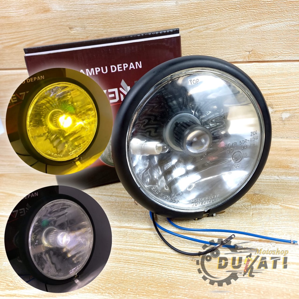 Jual Reflektor Headlamp Lampu Depan CB LED Set Batok Jute Hitam Lampu Depan CB GL MP Rx King ...