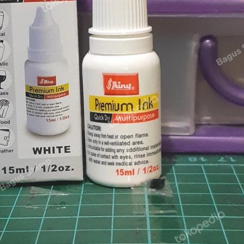 Jual Tinta Stempel Permanent Putih / Premium / Tahan Air Shiny Putih ...