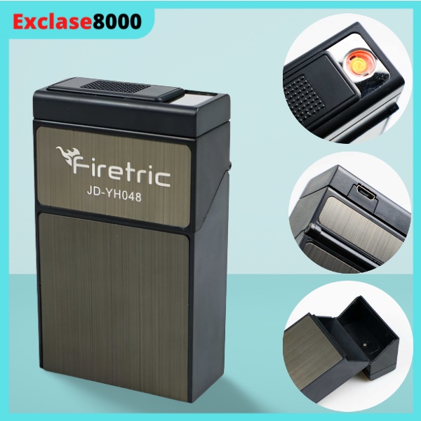 Jual Kotak Rokok 20 Slot Dan Korek Elektrik Pyrotechnic Elegan Aluminium Cigarette Case Micro ...
