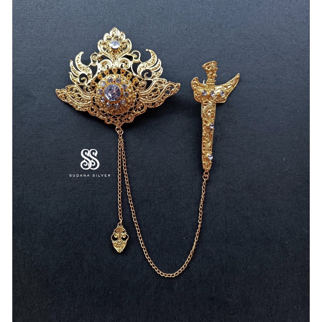 Jual Bros Pria Wedding Pin Keris Alpaka Gold Plated | Shopee Indonesia