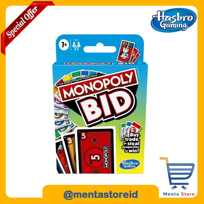 Jual Monopoly Bid Game Hasbro Gaming Quick Play Card Game Families Kids ...