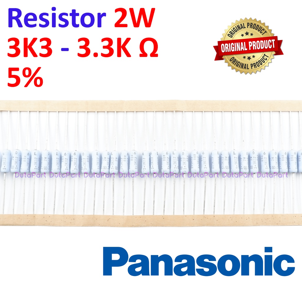Jual Resistor 3K3 Ohm 2 Watt 5% ORIGINAL PANASONIC 2W 3.3K R HIGH ...