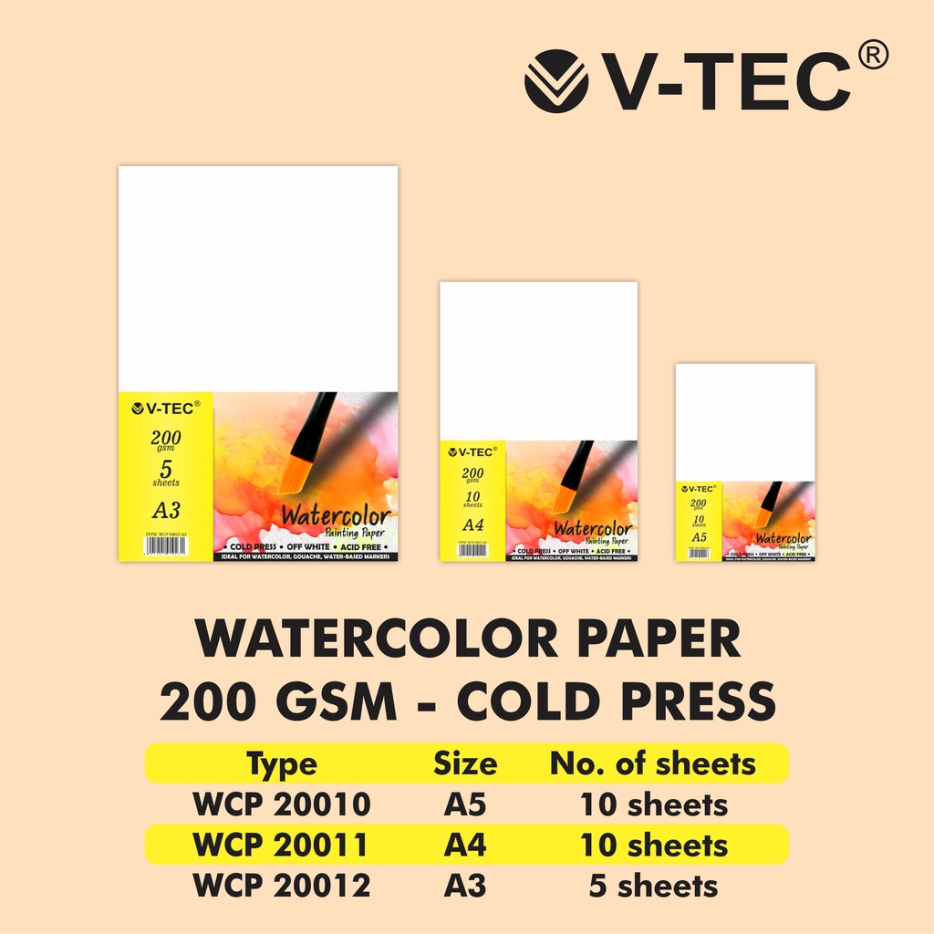Jual Water Color Painting Paper V-Tec Ukuran A5 WCP 20010 / Kertas ...