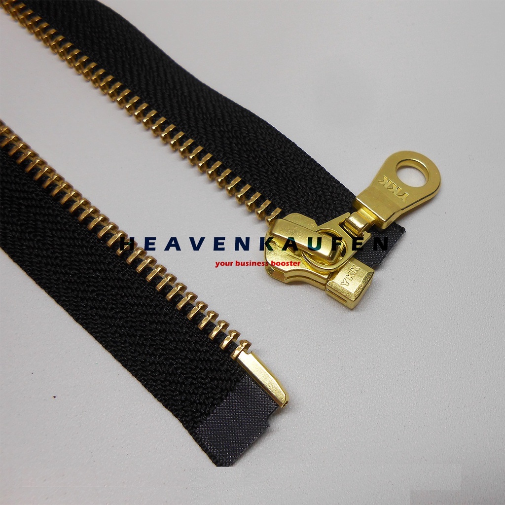 Jual Resleting Zipper YKK 60 cm Warna Hitam Gold Emas Set Open End Buka ...