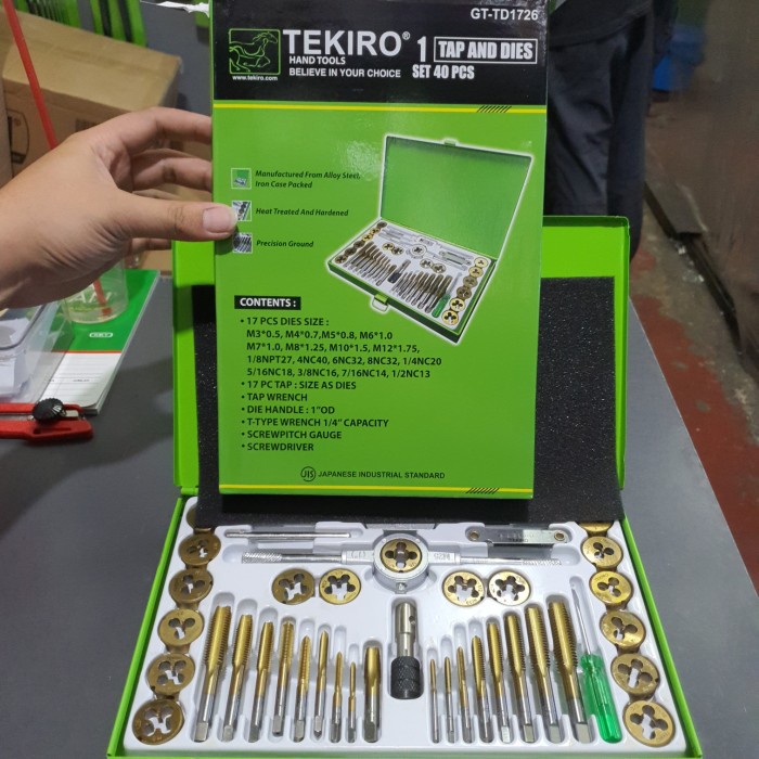 Jual Alat Tap Baut set drat luar dalam tekiro 40 pcs tap and dies set ...