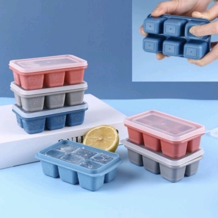 Jual Tempat Cetakan Es Batu 6 Grid+Tutup Ice Cube Maker Food Grade ...