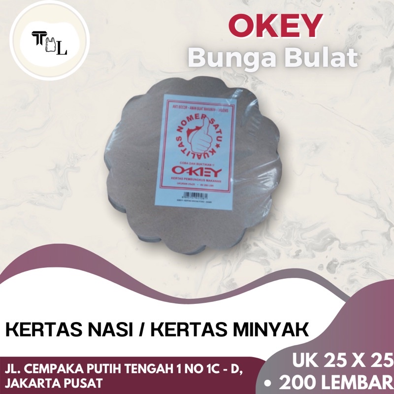 Jual Kertas Nasi Okey Bunga Bulat / Kertas Minyak Okey Bunga Bulat ...