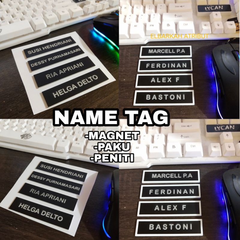 Jual NAME TAG/PAPAN NAMA MAGNET/PENITI/PAKU FULL AKRILIK HITAM DOVE/LIS ...