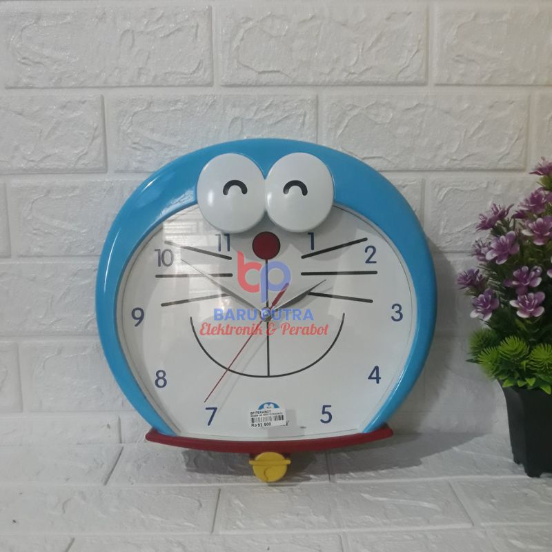 Jual Jam Dinding Happy Day 9903 Karakter Kepala Doraemon Lucu Simpel | Shopee Indonesia