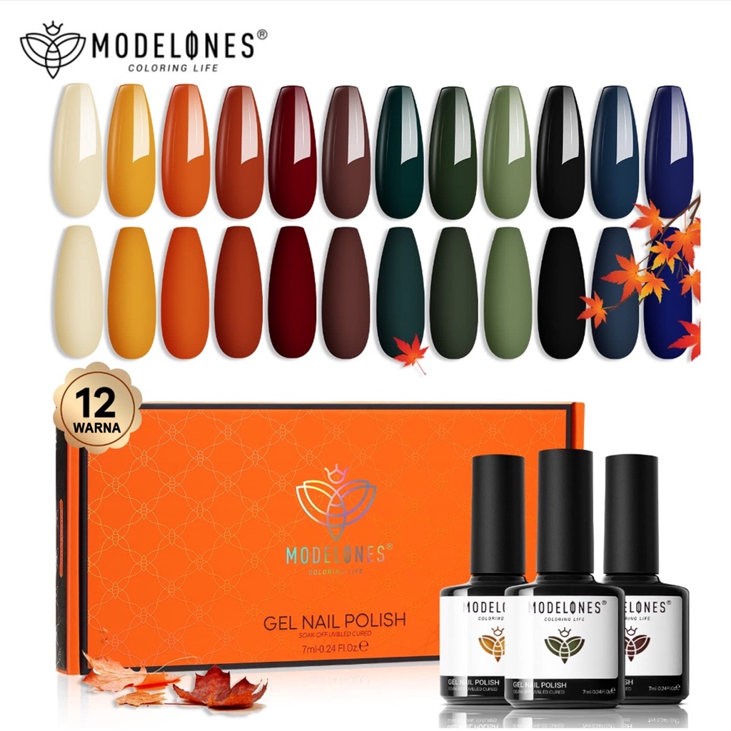 Jual Modelones Gel Cat Kuku Kit 12 Warna Kuning Sage Hijau Kuku Gel ...