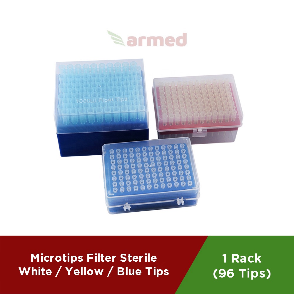Jual Microtips Filter with Rack Sterile White / Yellow / Blue Tips 96 Tips | Shopee Indonesia
