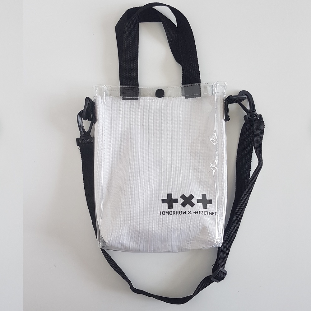 Jual TAS PVC SELEMPANG TXT SLING BAG TOTE TRANSPARANT 2 LAYERS KANVAS ...