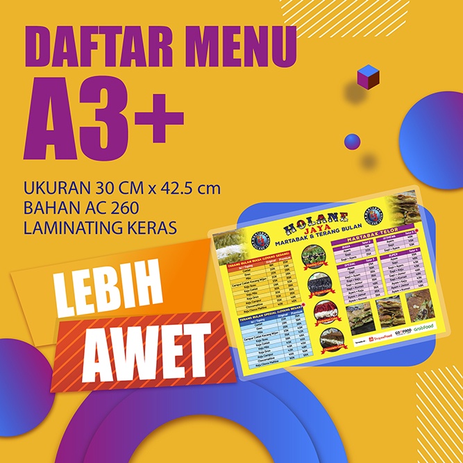 Jual Daftar Menu Ukuran A3+ (Laminating Keras) | Shopee Indonesia