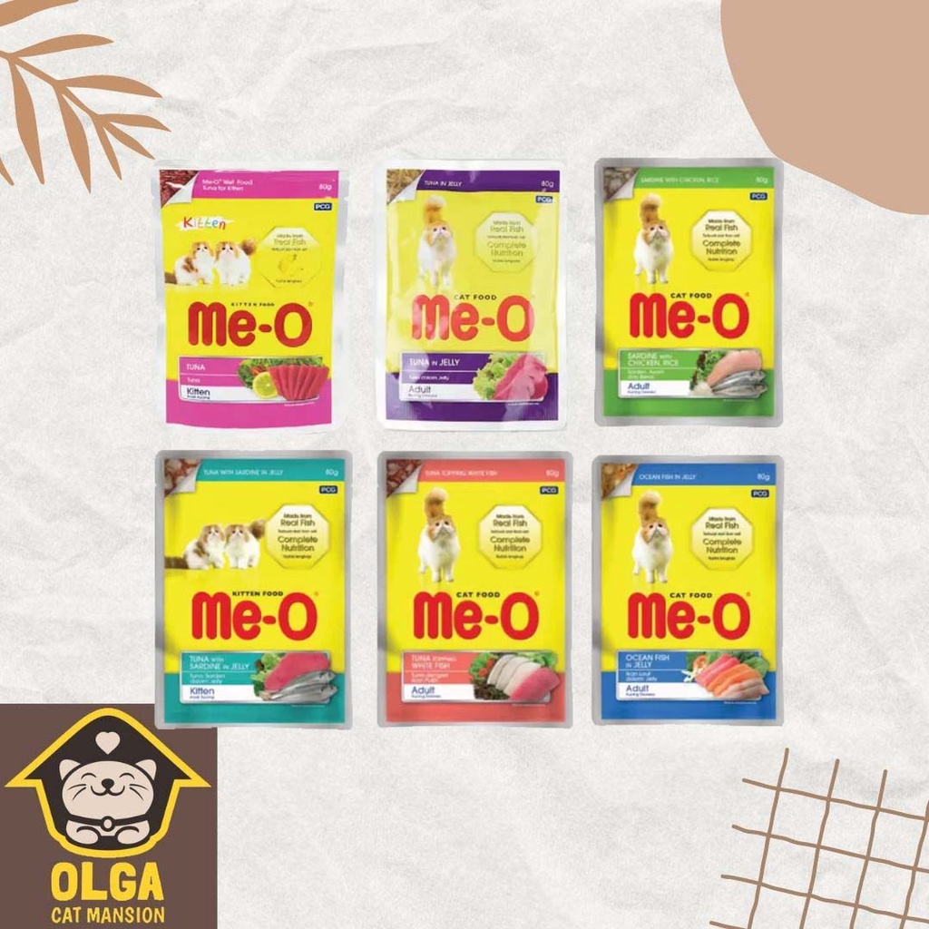 Jual MEO Me-O pouch 80GR all varian kitten adult makanan kucing basah ...
