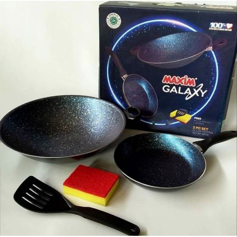 Jual MAXIM MAXIM GALAXY SET WOK 30 CM + FRY PAN 22 CM ORIGINAL MAXIM ...