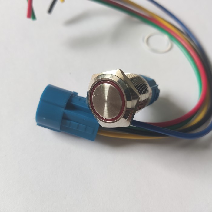 Jual RED Ring LED Stainless Push Button Self Locking Switch Saklar ...