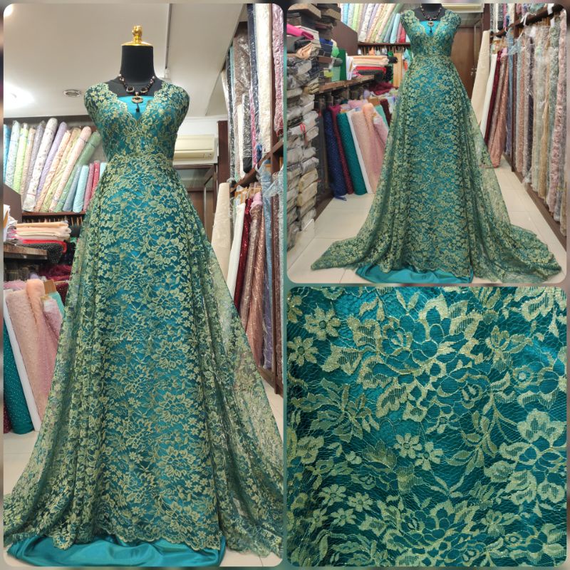 Jual Kain Brokat Paris Prancis Ori ( Turquoise) | Shopee Indonesia