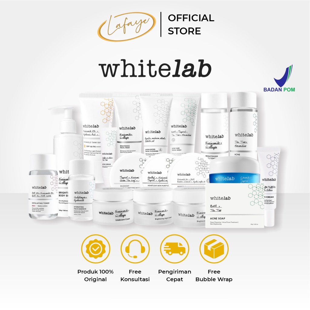 Jual WHITELAB Brightening Acne pH Facial Wash Exfoliating Toner Day ...