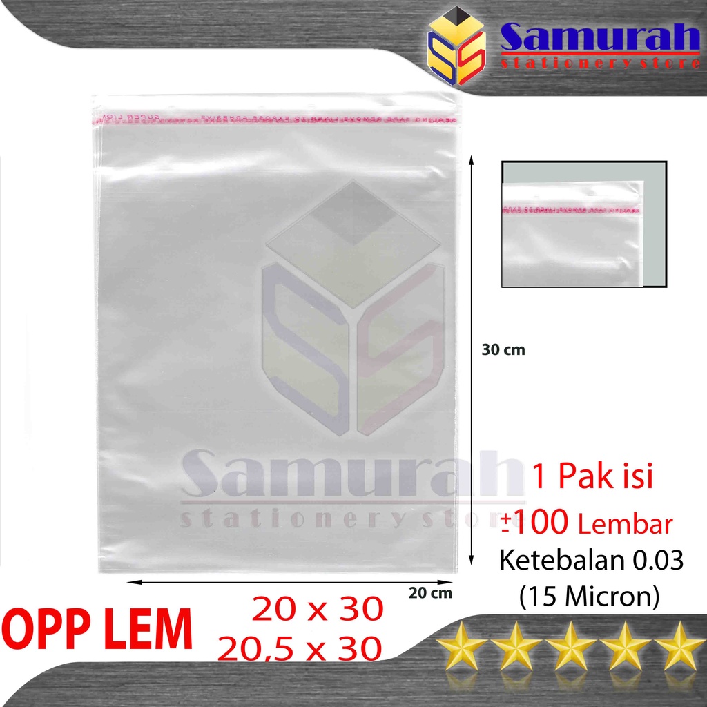 Jual Plastik OPP Lem Seal 20x 30 / 20,5 x 30cm tipis 15 micron isi 100 Lbr / 20x30 - 20.5x30 cm ...