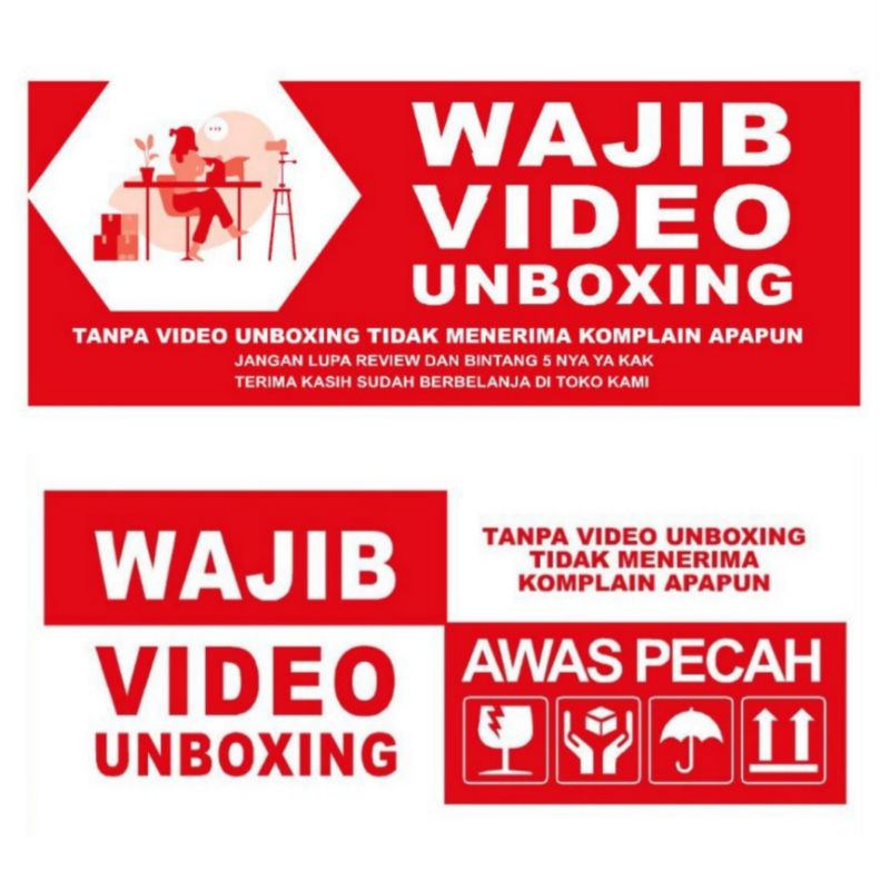 Jual YURRA - LABEL WAJIB VIDEO UNBOXING UK 8.5X3.3 CM (1PACK ISI 100PCS ...