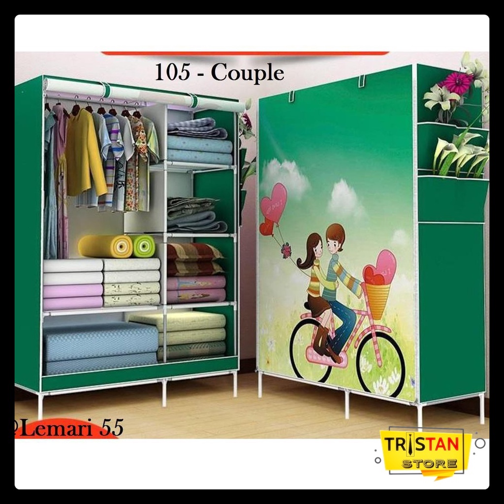 Jual Lemari Pakaian Portable / Lemari Kain Rakit Serbaguna 105 Cm ...