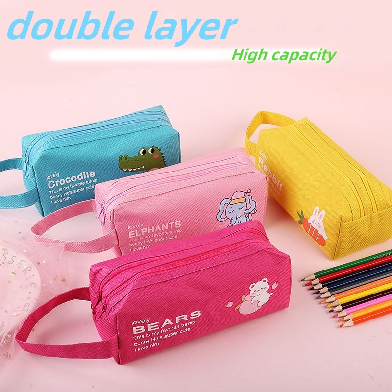 Jual Tempat Pensil/ Tempat Pensil Ritsleting Ganda/Dompet Pensil 2 ...
