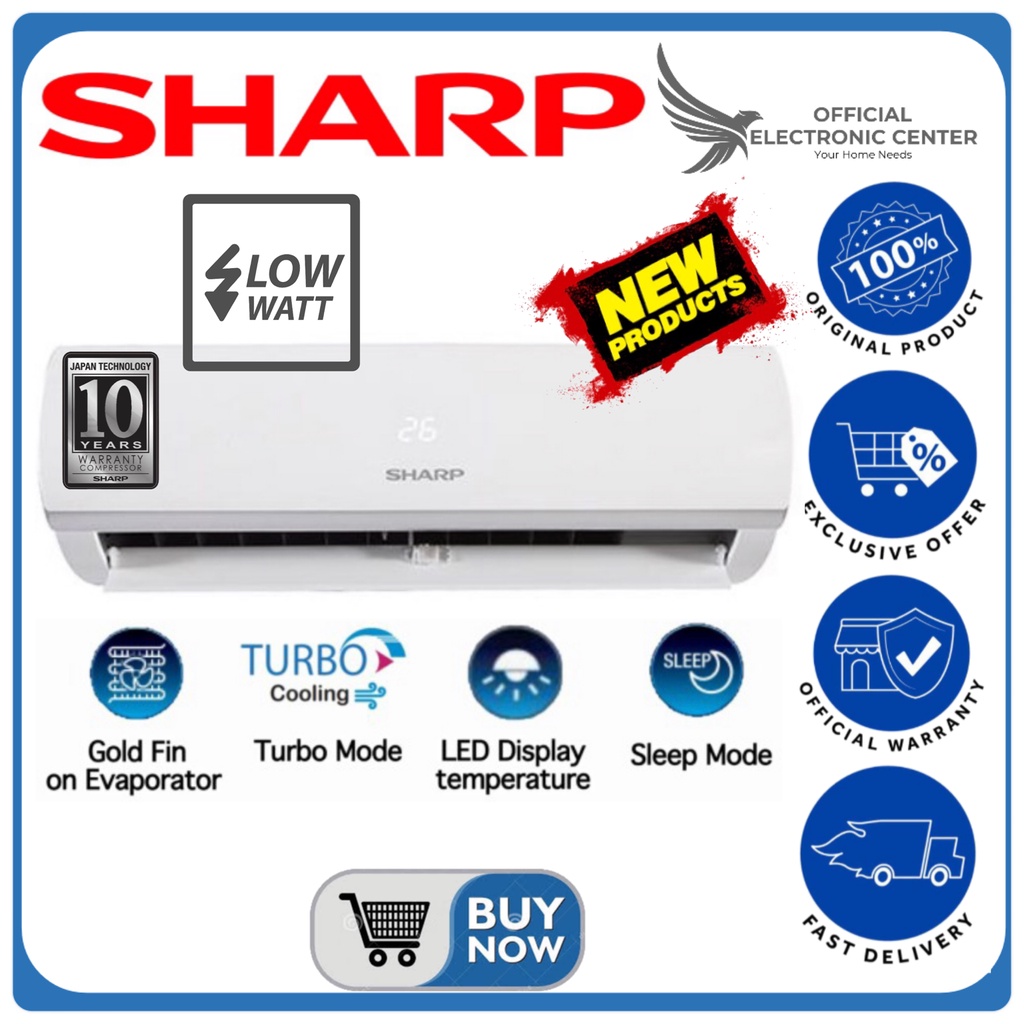 Jual SHARP AC 1/2 PK STANDARD AH-A5ZCY A5ZEY ZCYN SMART TURBO COOLING ...